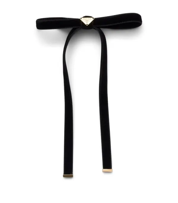 Prada Velvet Bow Hair Clip - Black