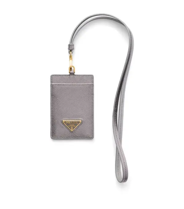 Prada Saffiano Leather Badge Holder - Metallic