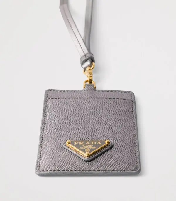 Prada Saffiano Leather Badge Holder - Metallic