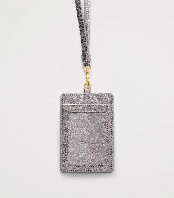 Prada Saffiano Leather Badge Holder - Metallic