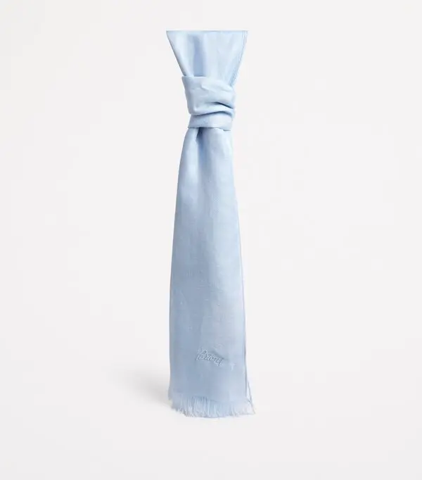 Brioni Linen-silk Logo Scarf