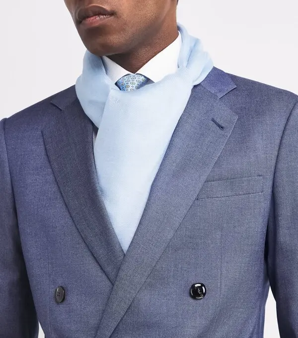 Brioni Linen-silk Logo Scarf