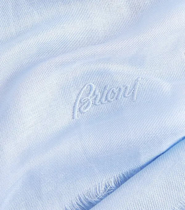 Brioni Linen-silk Logo Scarf