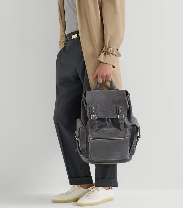 Brunello Cucinelli Suede City Backpack - Grey