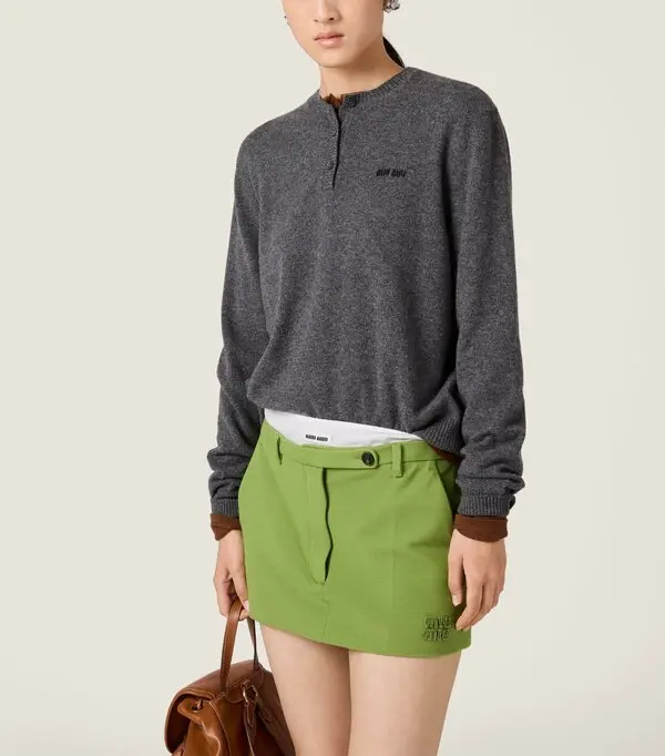 Miu Miu Cashmere Polo Sweater - Grey