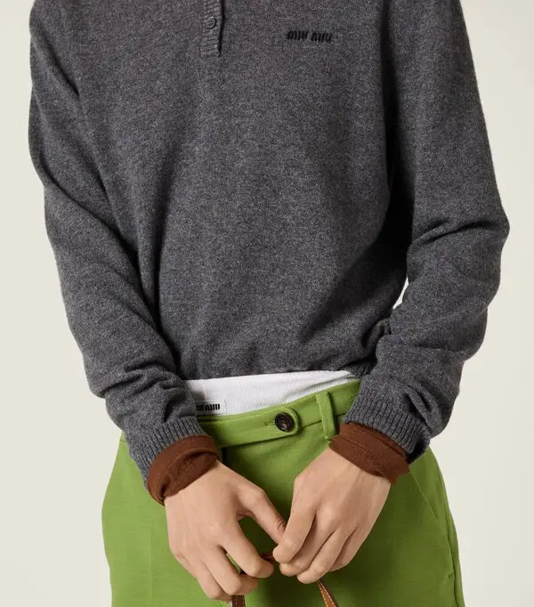 Miu Miu Cashmere Polo Sweater - Grey