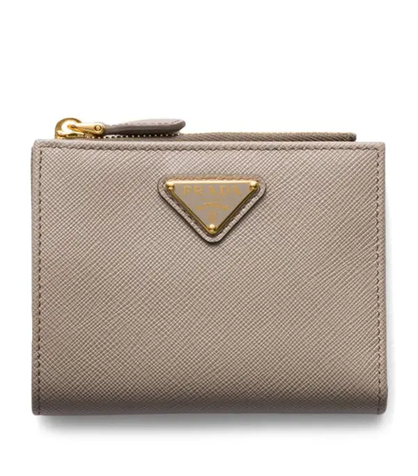 Prada Small Saffiano Leather Wallet - Grey