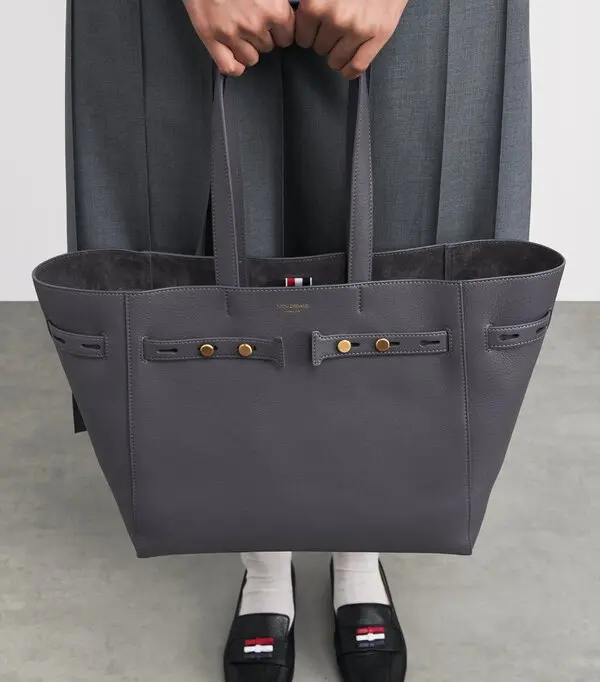 Thom Browne Leather Cabas Tote Bag