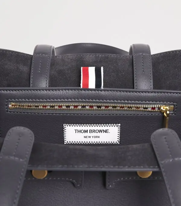 Thom Browne Leather Cabas Tote Bag