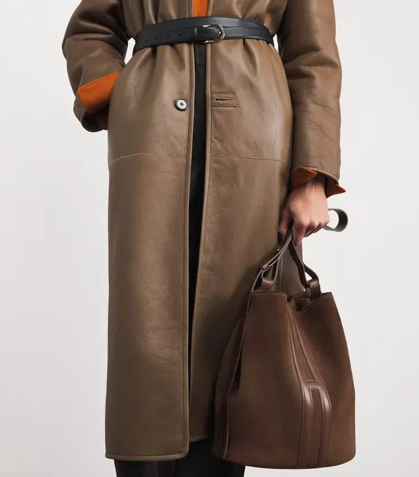 Harrods X Tusting Suede H Tote Bag - Brown
