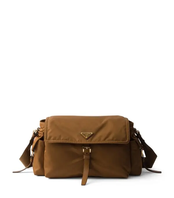 Prada Large Re-nylon And Leather Explore Shoulder Bag - Brown