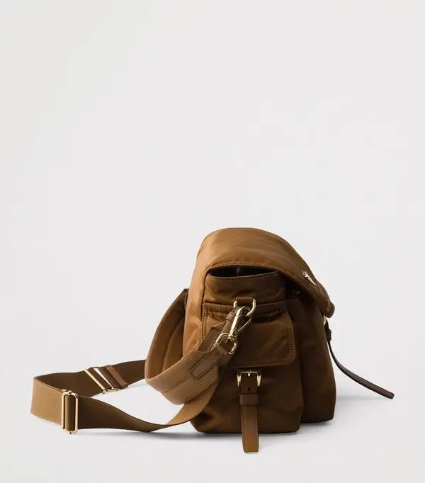 Prada Large Re-nylon And Leather Explore Shoulder Bag - Brown