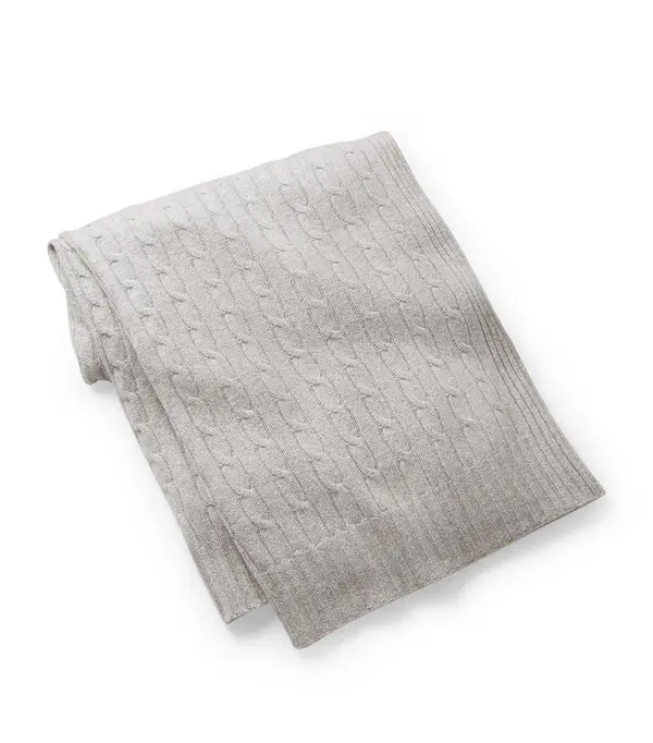 Ralph Lauren Cashmere Cable-knit Throw - Grey
