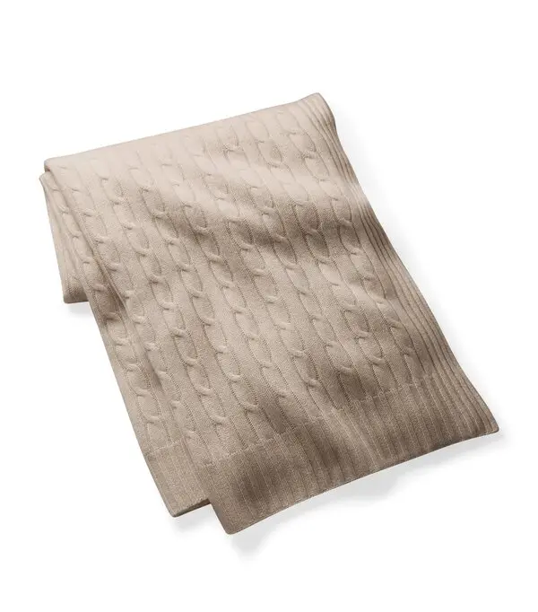 Ralph Lauren Cashmere Cable-knit Throw - Neutral