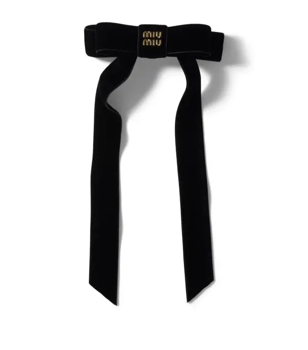 Miu Miu Velvet Bow Hair Clip - Black