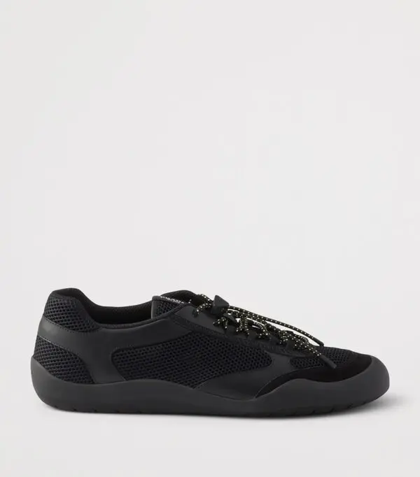 Prada Leather-mesh Speedrock Sneakers