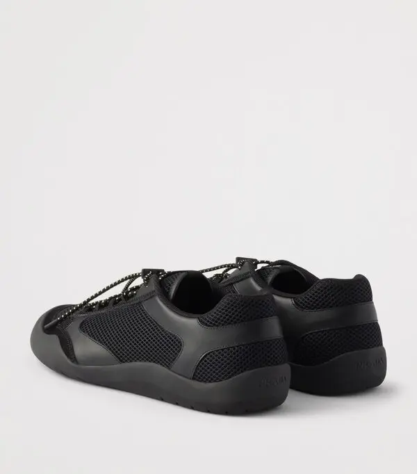 Prada Leather-mesh Speedrock Sneakers