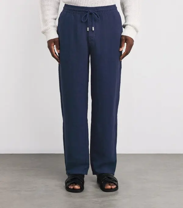 Vilebrequin Linen Drawstring Trousers - Navy