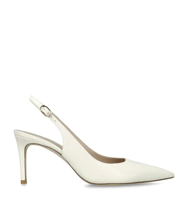 STUART WEITZMAN Leather Slingback Pumps 75 - Ivory