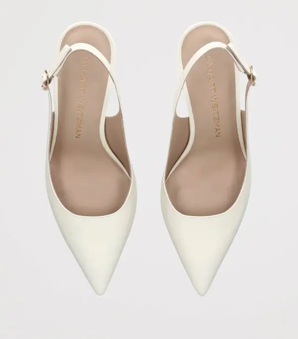 STUART WEITZMAN Leather Slingback Pumps 75 - Ivory