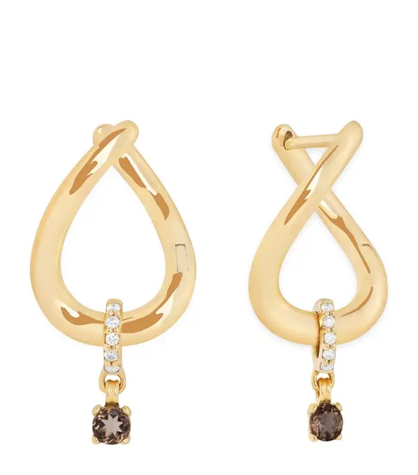 ASTRID & MIYU Diamond And Quartz Molten Hoop Earrings - Gold