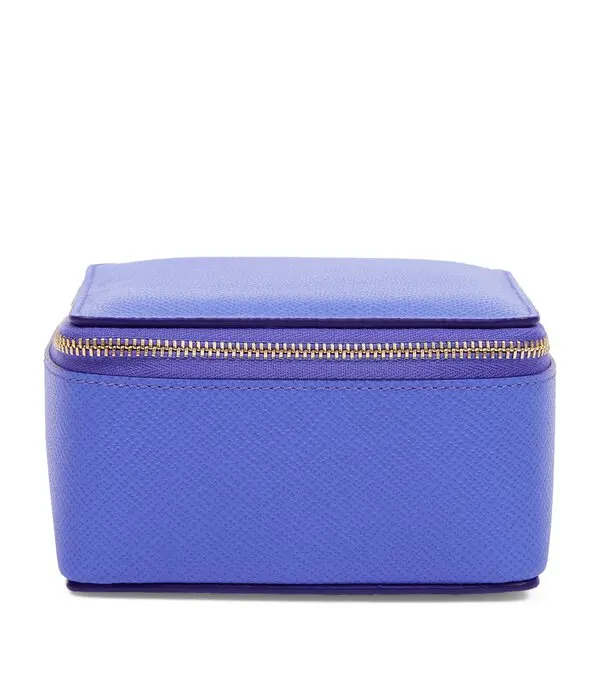 Smythson Large Calfskin Panama Trinket Case - Purple