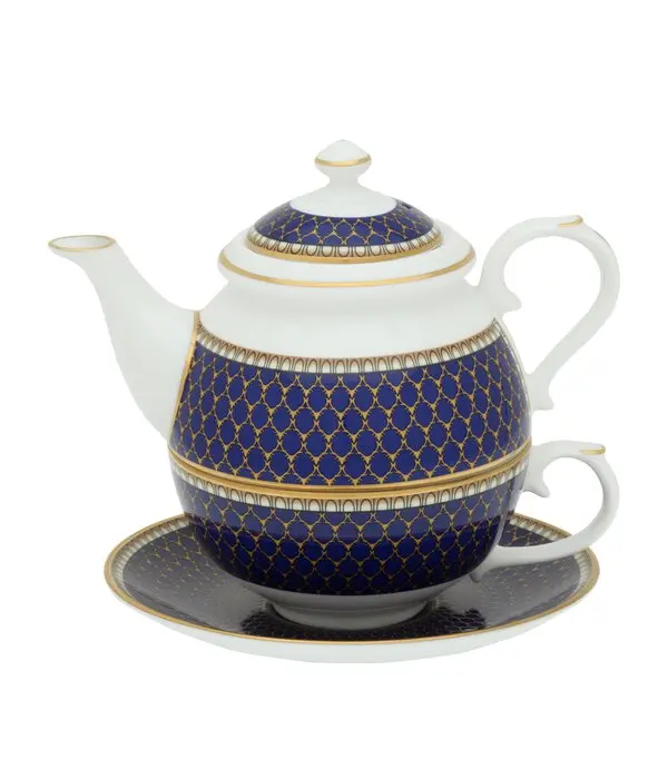 Halcyon Days Antler Trellis Tea For One Set - Blue