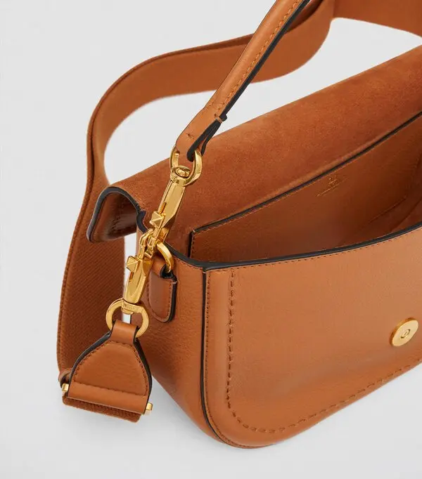 Valentino Garavani Leather Alltime Shoulder Bag - Beige