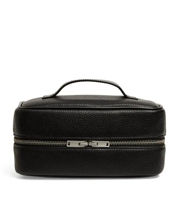 Sandro Grained Wash Bag With Top Handle - Black