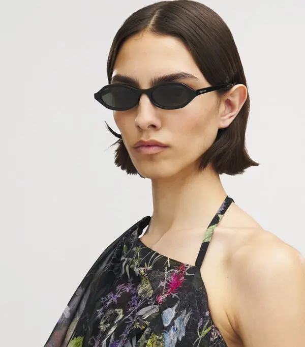 Alexander McQueen Oval Frame Sunglasses - Black