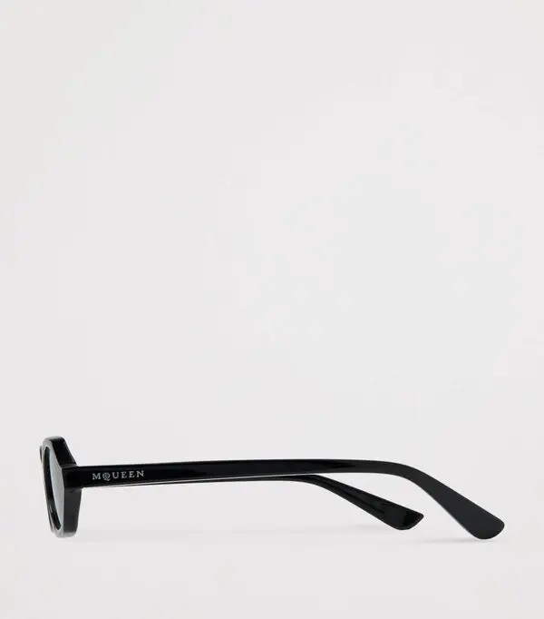 Alexander McQueen Oval Frame Sunglasses - Black