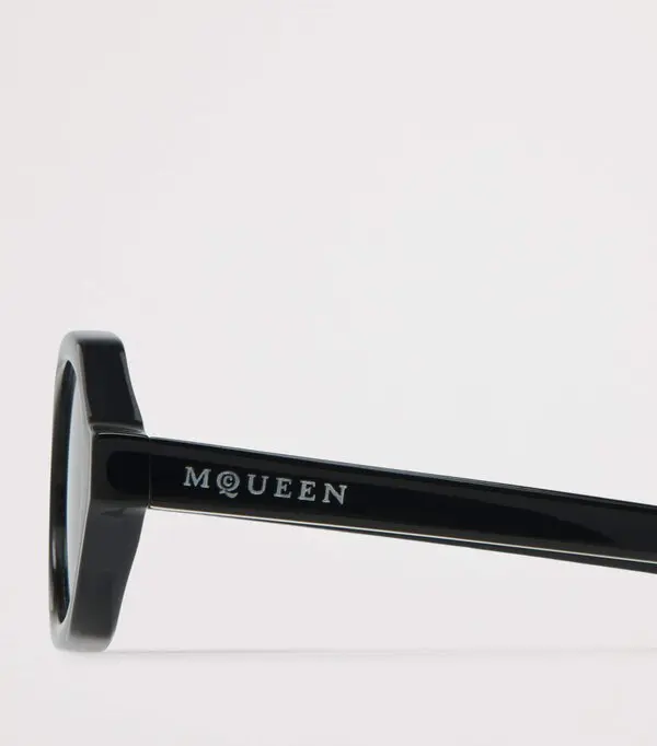 Alexander McQueen Oval Frame Sunglasses - Black