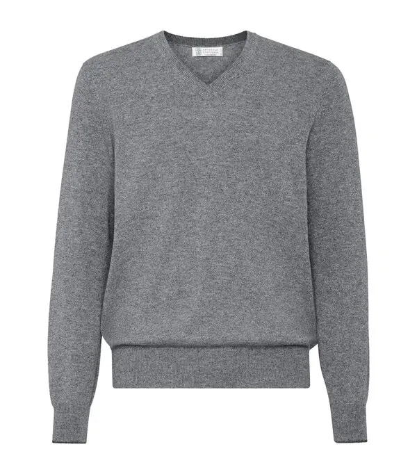 Brunello Cucinelli Cashmere V-neck Sweater - Grey