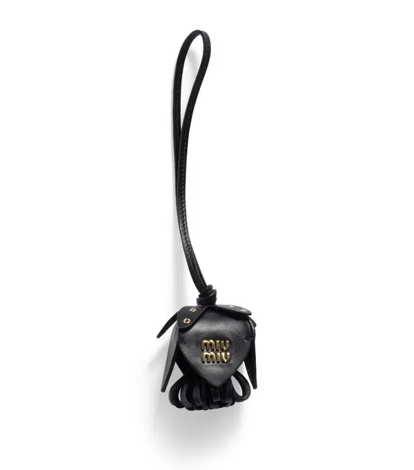Miu Miu Leather Keyring - Black