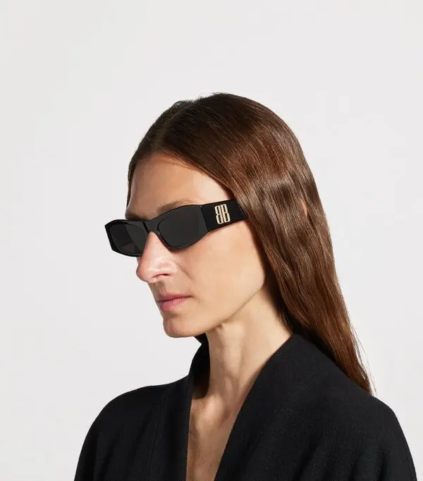 Balenciaga Rectangle Nano Sunglasses - Black