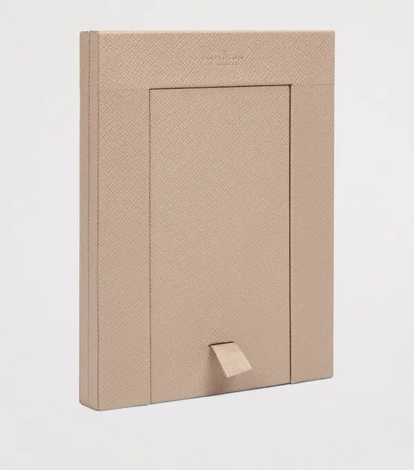 Smythson Calfskin Panama Double Frame - Beige