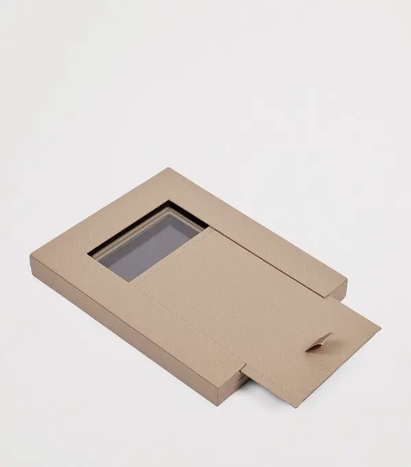 Smythson Calfskin Panama Double Frame - Beige