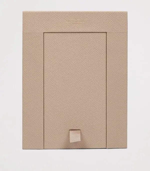 Smythson Calfskin Panama Double Frame - Beige