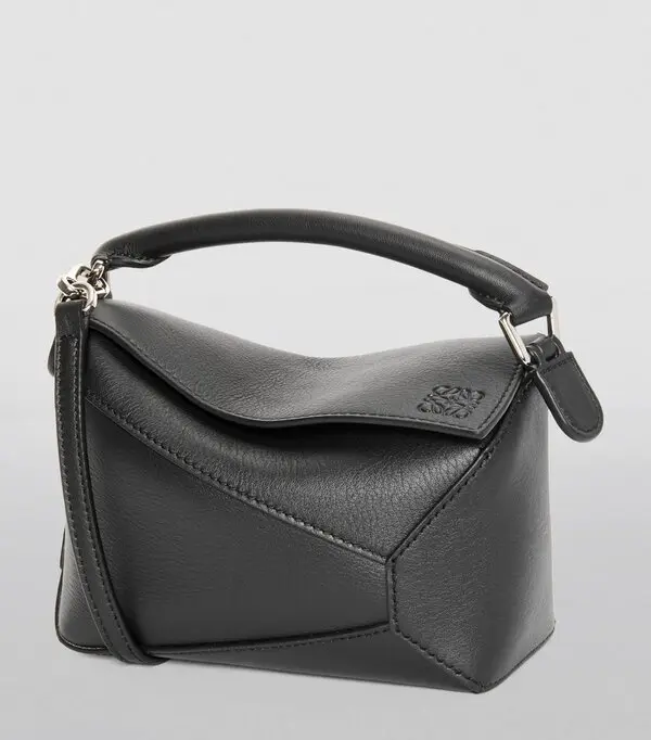 Loewe Mini Leather Puzzle Edge Top-handle Bag - Black
