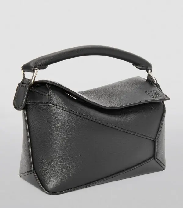 Loewe Mini Leather Puzzle Edge Top-handle Bag - Black