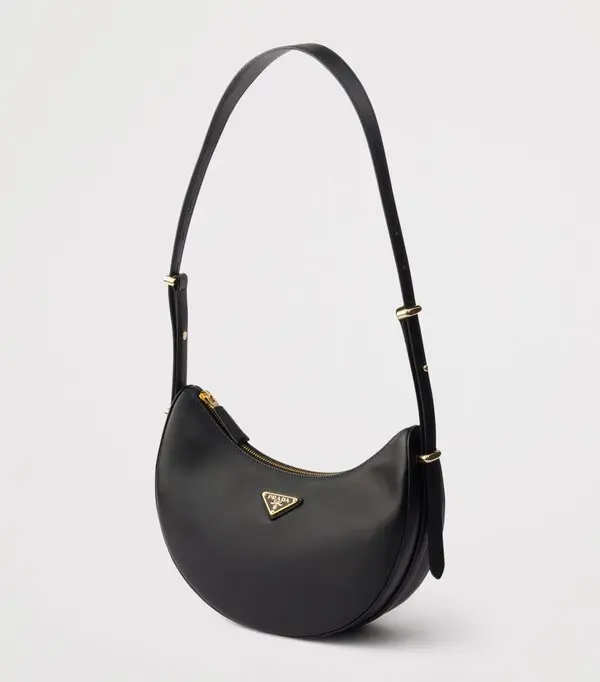 Prada Small Leather Arqué Shoulder Bag - Black