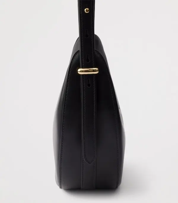Prada Small Leather Arqué Shoulder Bag - Black