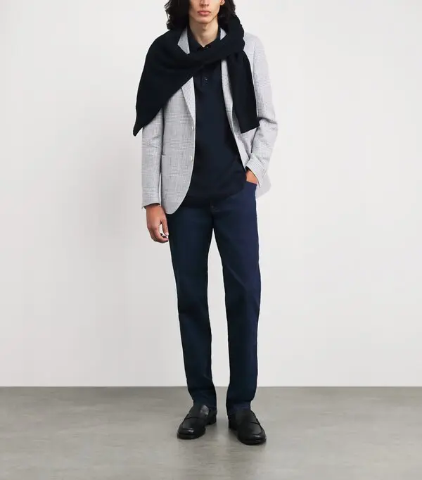 Brioni Cotton-silk Polo Shirt - Blue