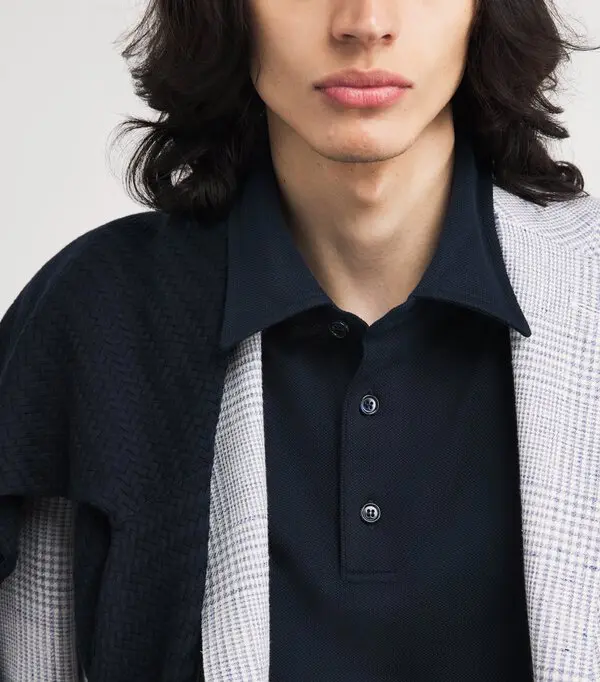 Brioni Cotton-silk Polo Shirt - Blue