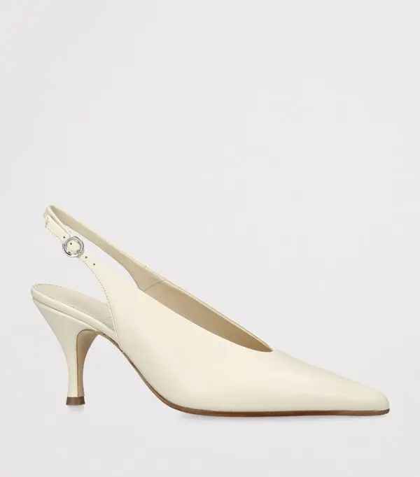 AeydĒ Leather Carla Slingback Pumps 75 - Ivory