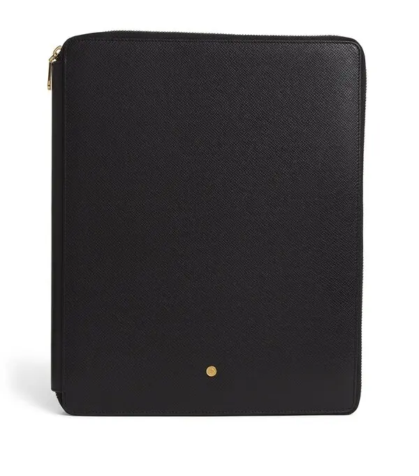 Harrods Leather Writing Folder - Black