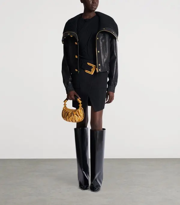 Balmain Virgin Wool Belted Mini Skirt