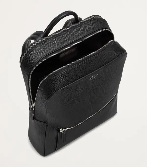 Smythson Leather Panama Backpack - Black