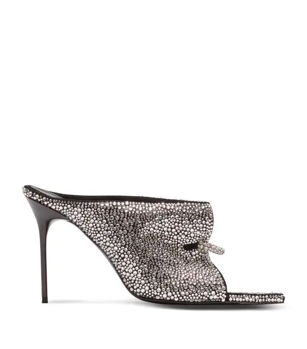 Balmain Leather Rhinestone-embellished Heeled Mules