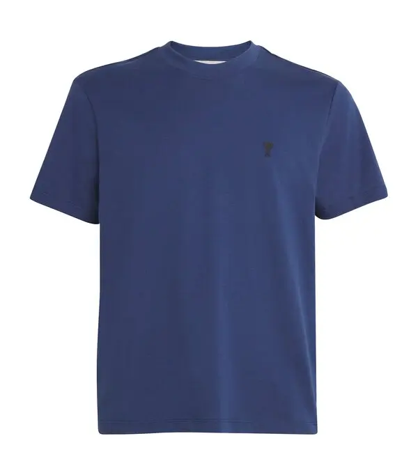 AMI Paris Cotton T-shirt With Embroidered De Coeur Motif